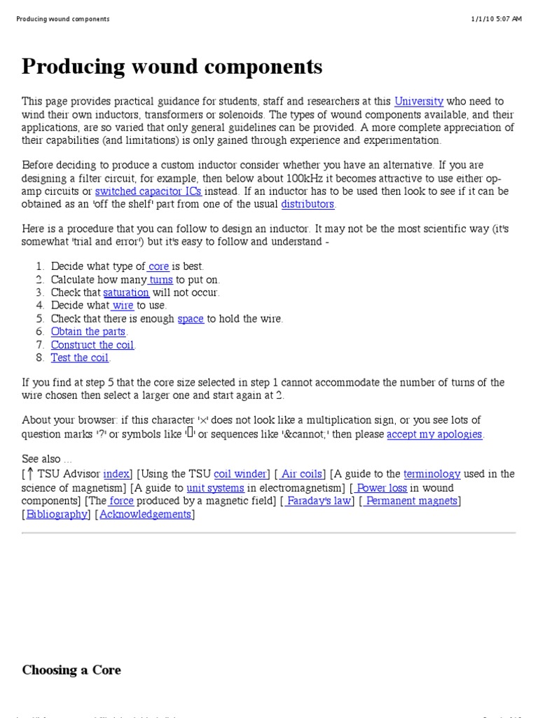 Producing Wound Components | PDF | Inductor | Physics
