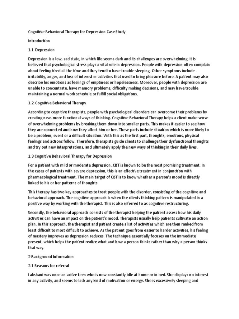 CBT For Depression | PDF | Cognitive Behavioral Therapy | Major ...