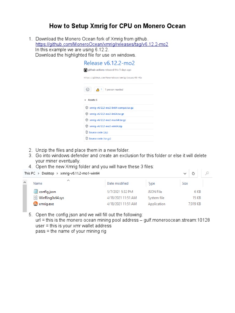 How To Setup Xmrig For CPU On Monero Ocean | PDF
