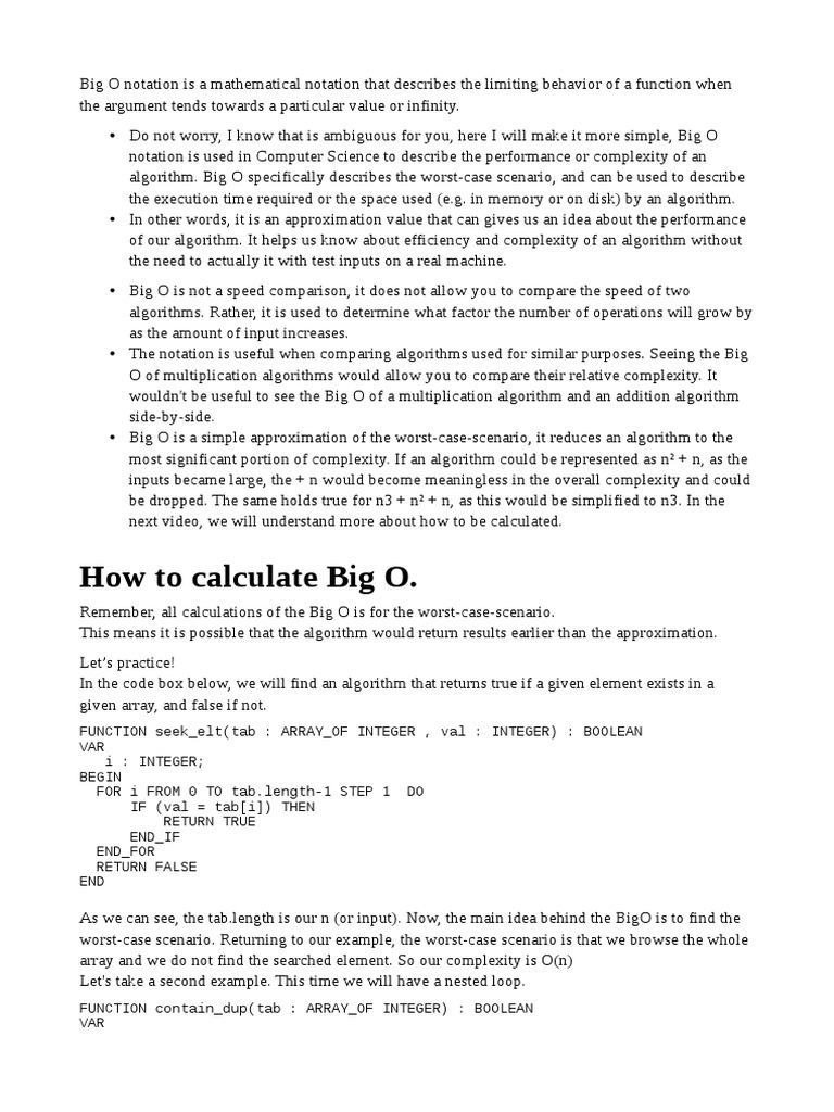 How To Calculate Big O | PDF | Applied Mathematics | Teaching Mathematics