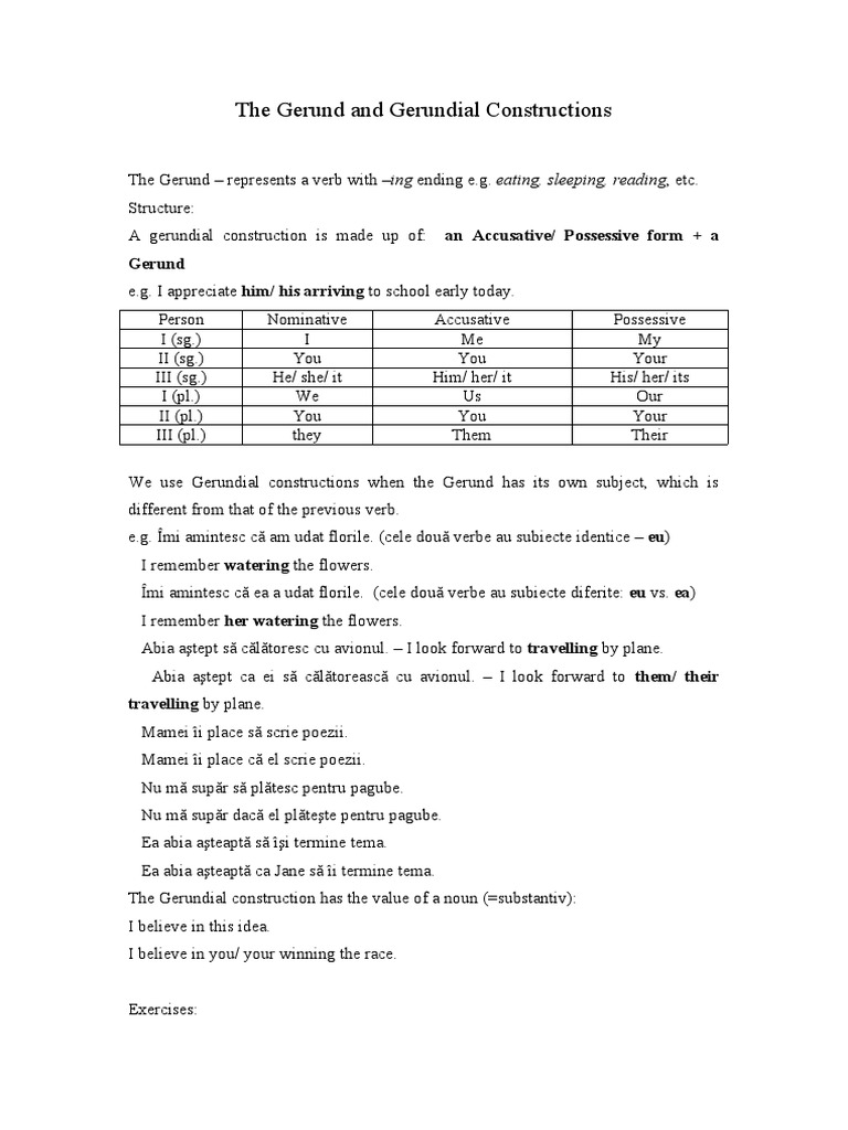 The Gerund and Gerundial Constructions | PDF | Morphology | Human ...