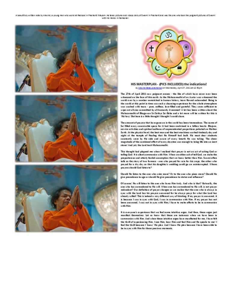 His Master Plan - by Aravind Balasubramanya | PDF | Prayer | Religious ...