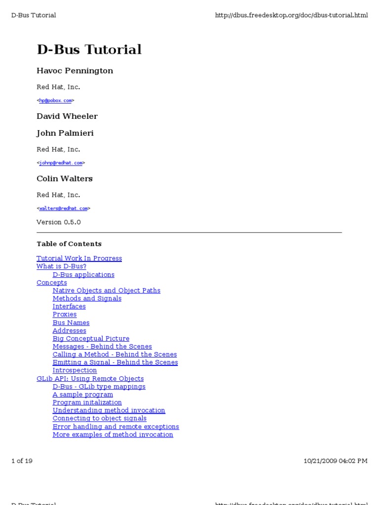 Dbus Tutorial | PDF | Application Programming Interface | Method (Computer Programming)
