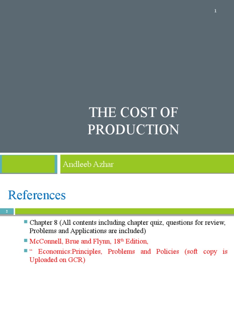 Lecture Week 11, Cost of Production and Production Function | PDF ...