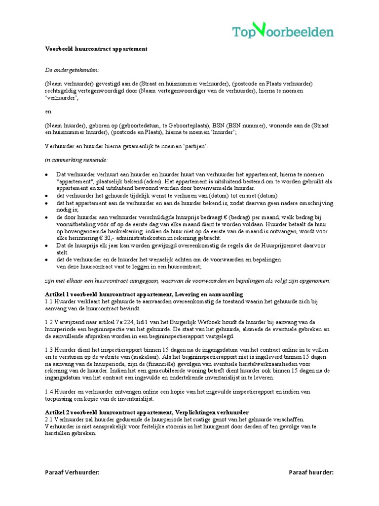 Huurcontract Appartement 4 | PDF