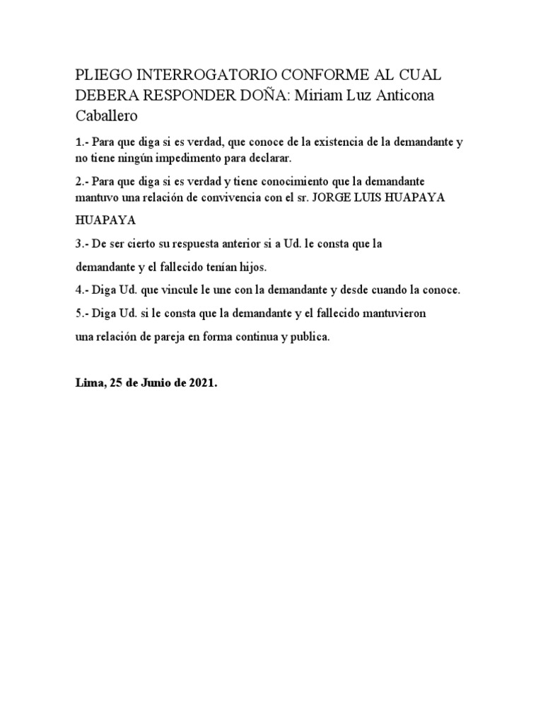 Pliego Interrogatorio Pdf