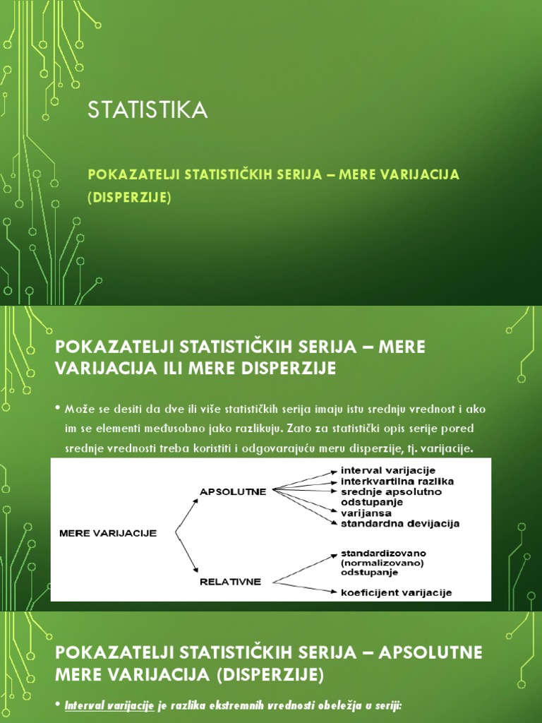 STATISTIKA Pokazatelji Statistickih Serija Mere Varijacija | PDF