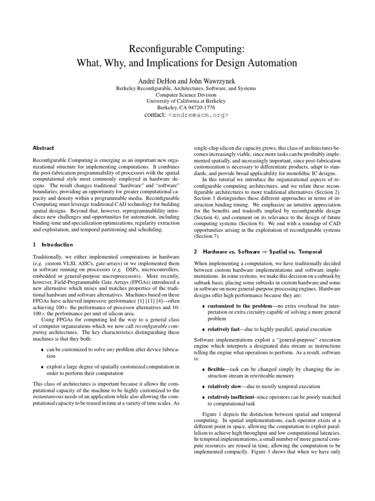Reconfigurable Computing - What, Why & How | PDF | Field Programmable Gate Array | Computing