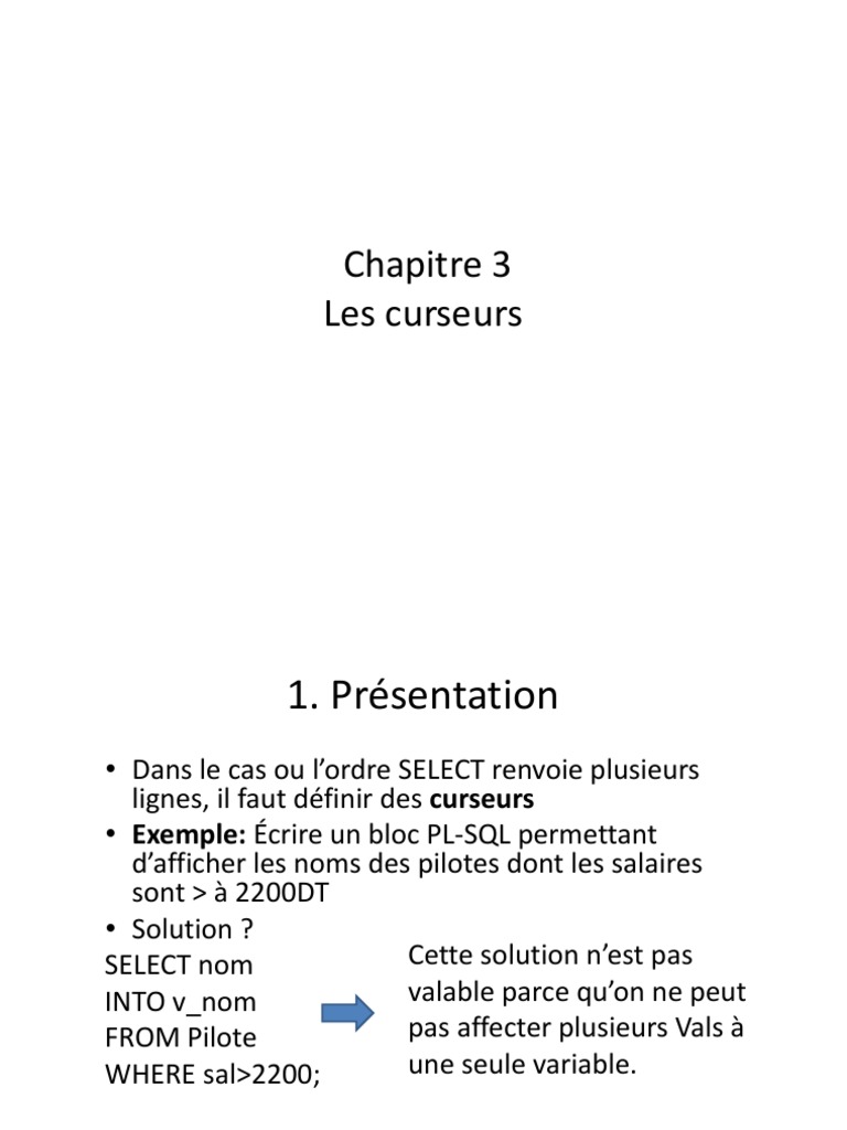Chapitre 3 - Gestion Des Curseurs | PDF | Programmation informatique | Informatique