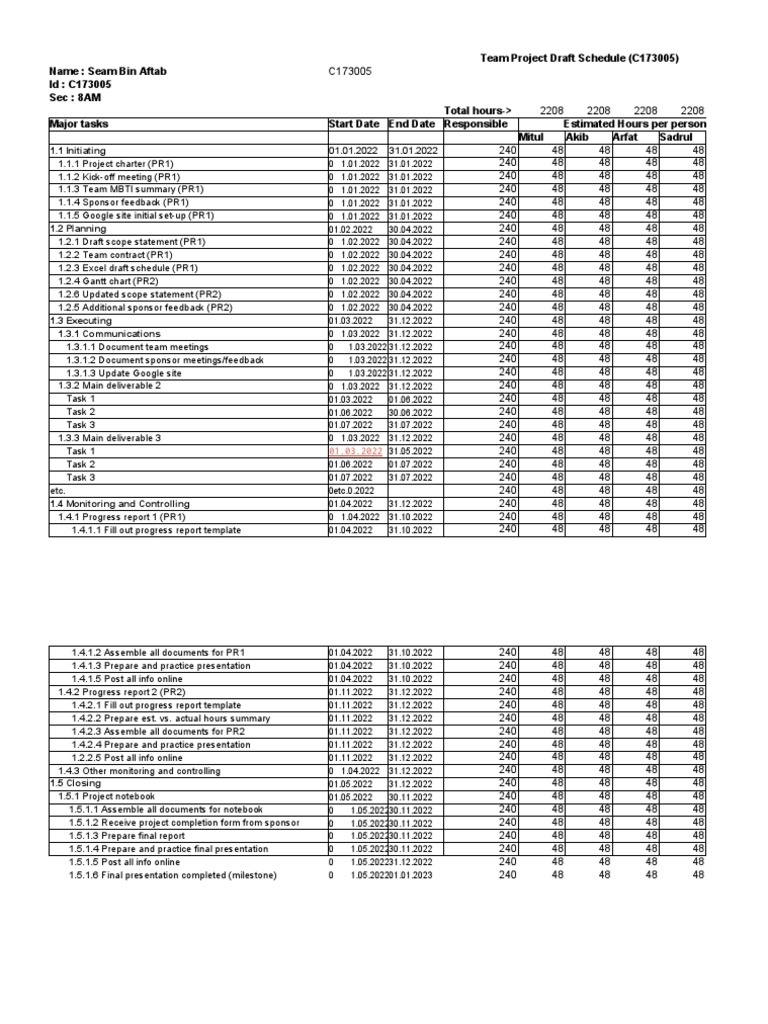 Excel Draft Schedule | PDF | Computing | Business
