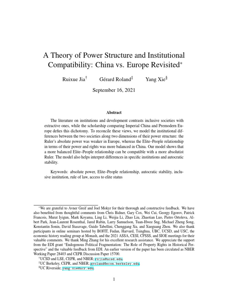 A Theory of Power Structure and Institutional Compatibility: China vs ...