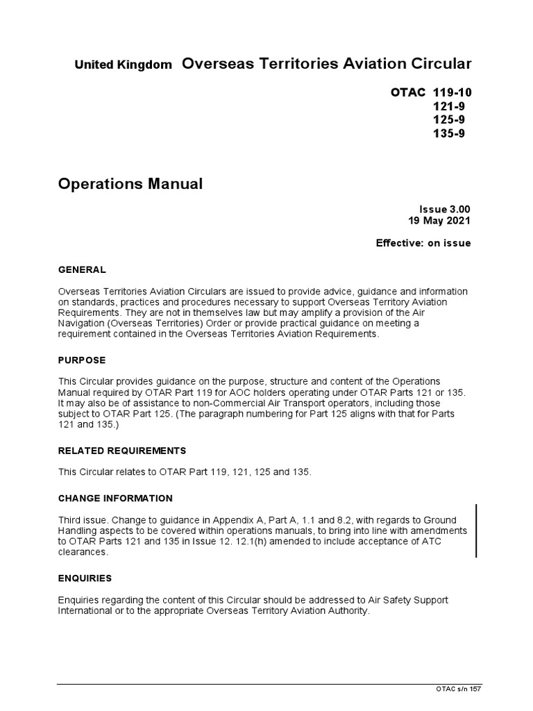 Overseas Territories Aviation Circular: United Kingdom OTAC 119-10 121 ...
