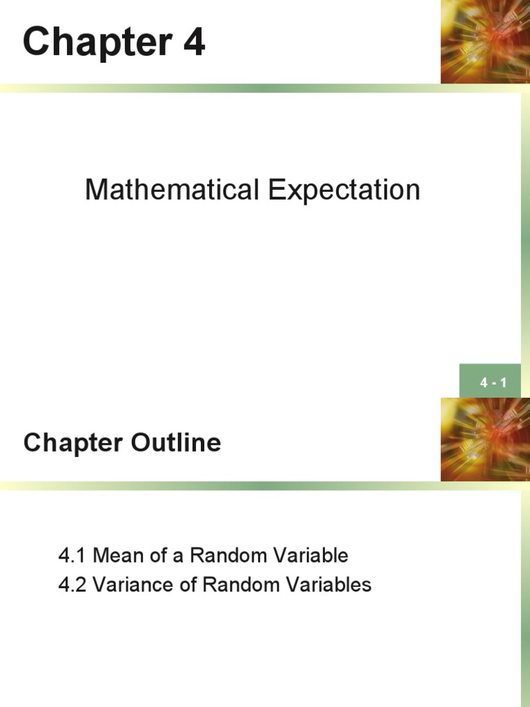 Mathematical Expectation and Variance | PDF | Mean | Probability Distribution