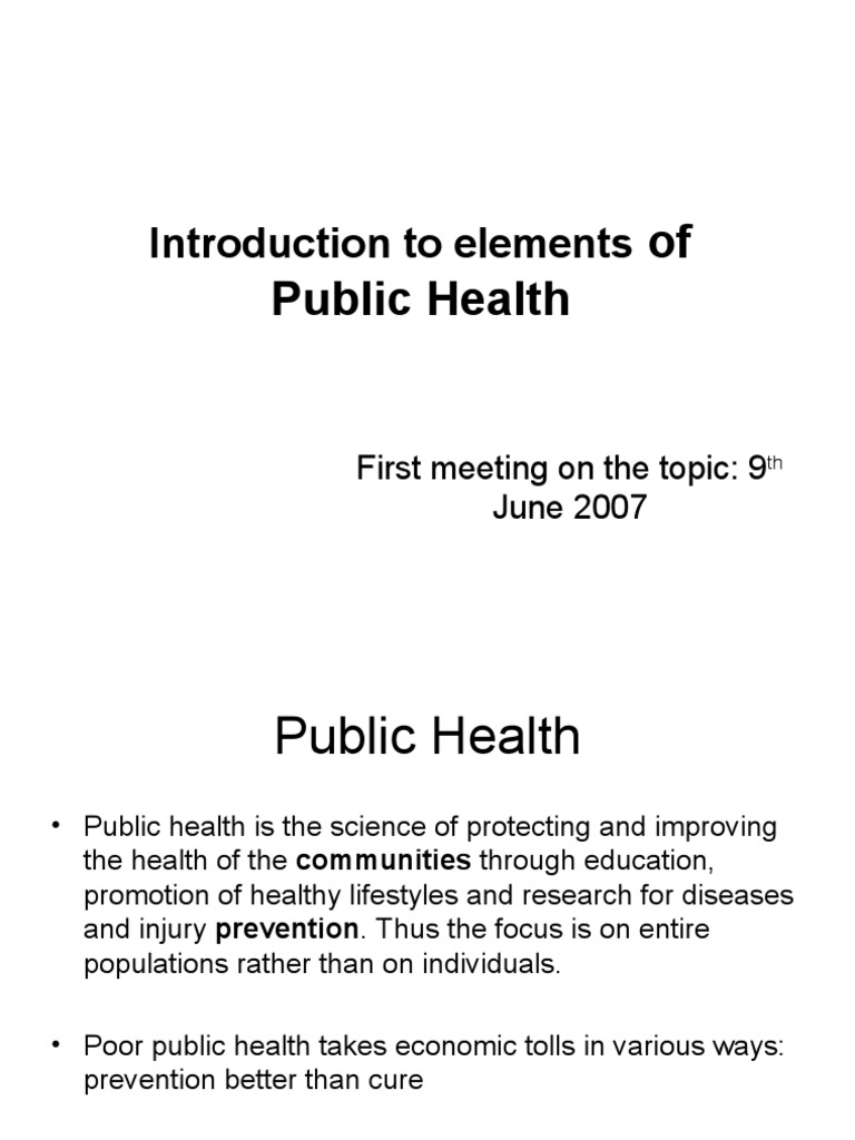Introduction To Elements: of Public Health | PDF | Public Health ...