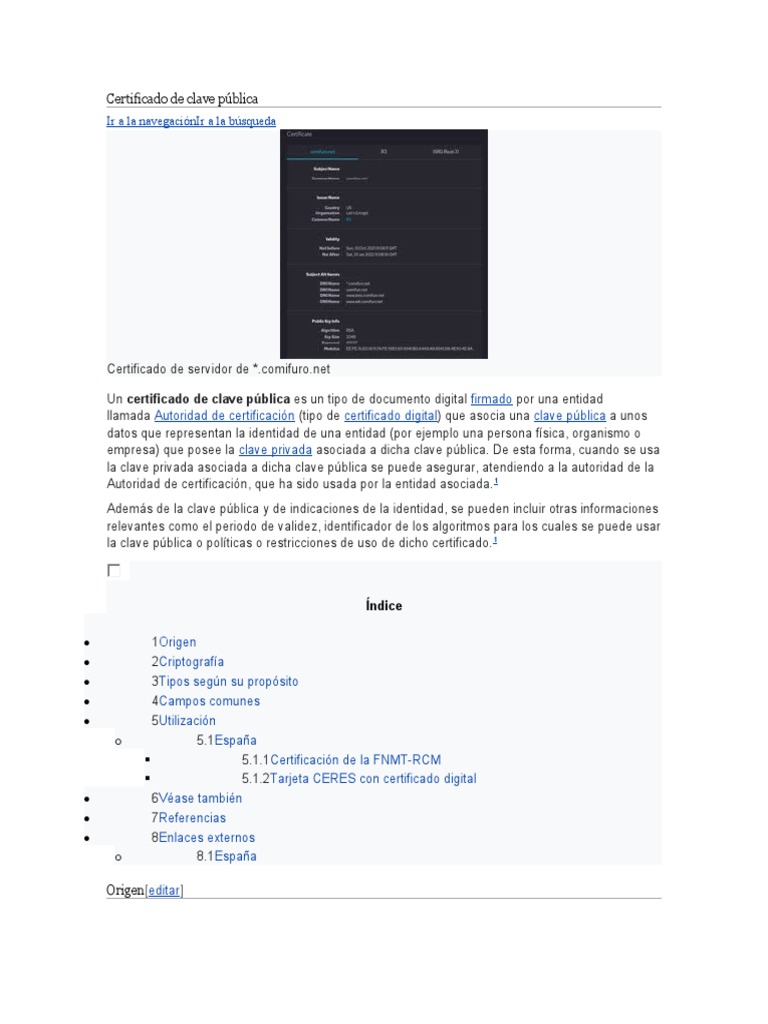 Certificado de Clave Pública | PDF | Certificado de clave pública ...