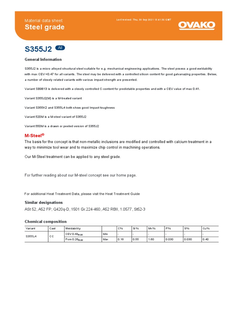 Steel Grade: Material Data Sheet | PDF | Steel | Strength Of Materials