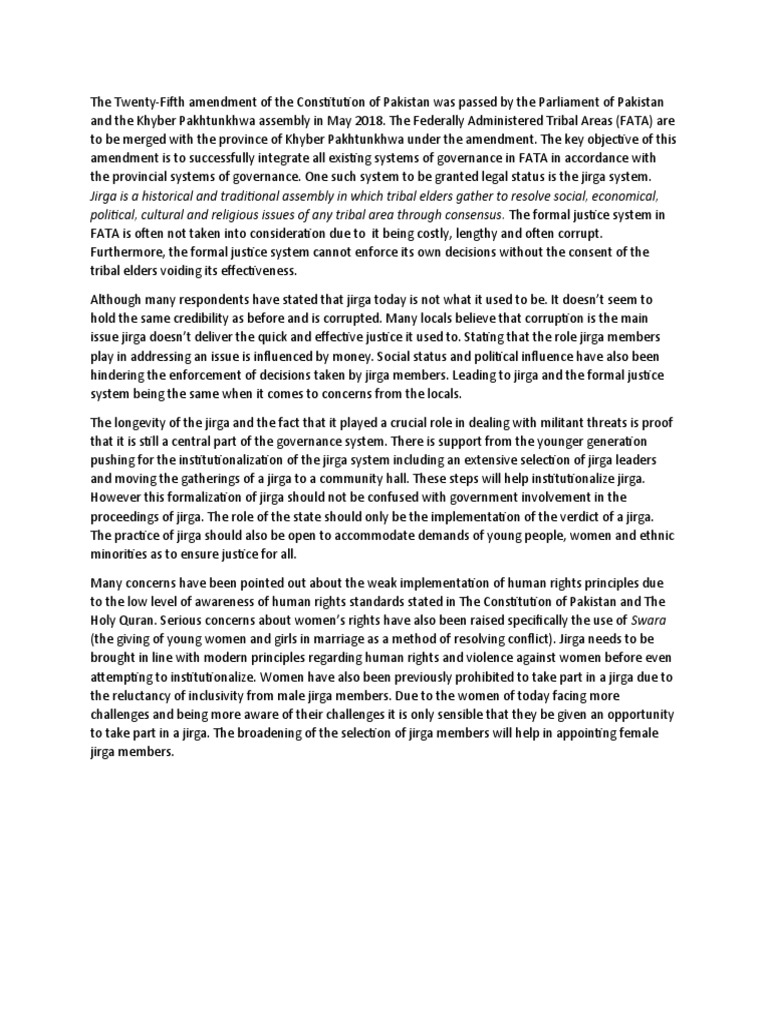 Evolution of Jirga System | PDF | Federally Administered Tribal Areas ...