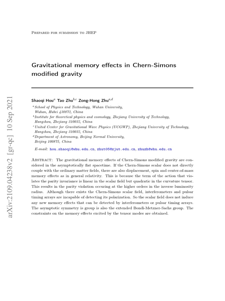 Gravitational Memory Effects in Chern-Simons | PDF | General Relativity | Spacetime