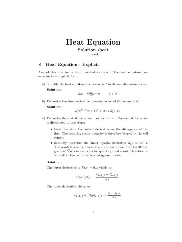 Heat Equation: Solution Sheet | PDF | Equations | Applied Mathematics