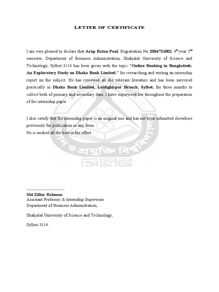 Letter of Certificate | PDF | Internship | Job Hunting