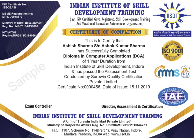 Sample: Indian Institute of Skill Development Training | PDF