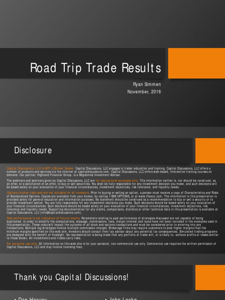 Ryan Road Trip Trade Presentation | PDF | Option (Finance) | Investing