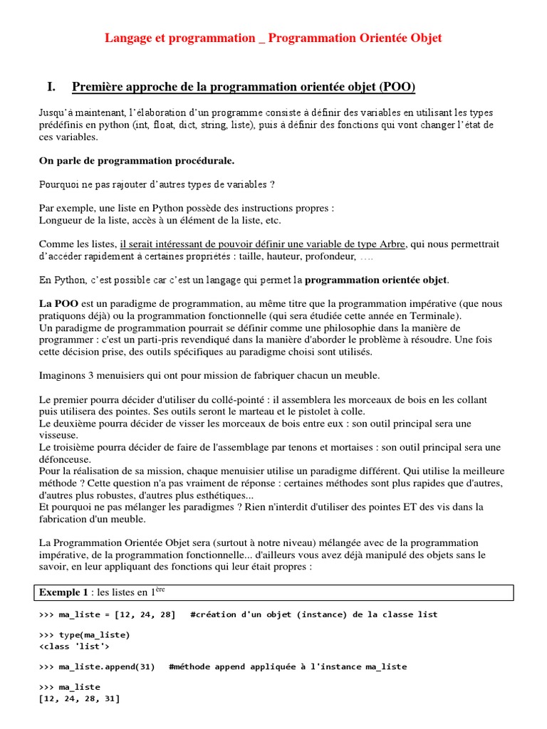 Introduction à la POO en Python | PDF | Classe (informatique ...
