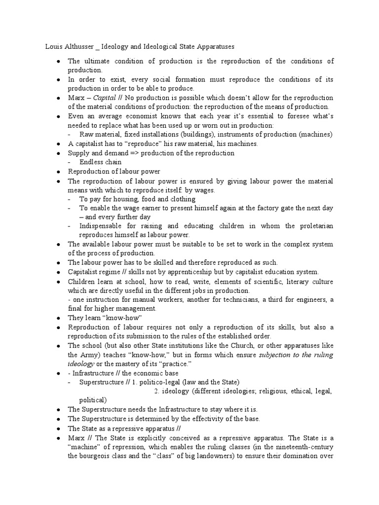 Louis Althusser - Ideology and Ideological State Apparatuses | PDF ...