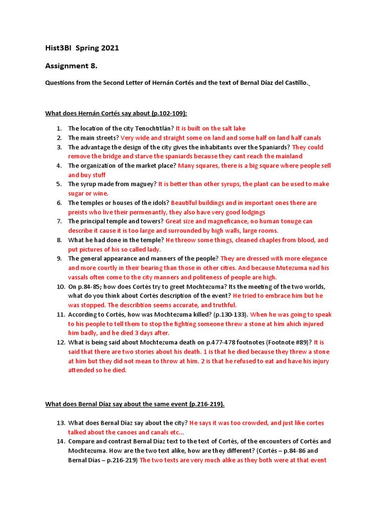 Hernán Cortés Second Letter and Bernal Días Castillo | PDF | Hernán Cortés