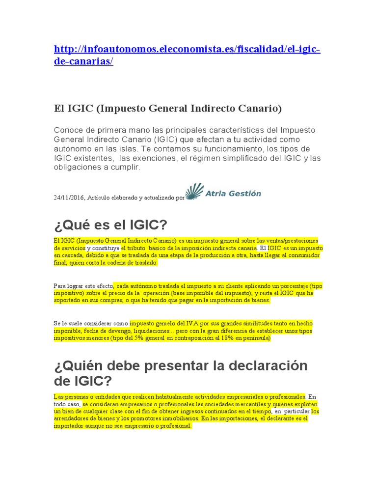 El IGIC Apuntes | PDF | Impuestos | Economias