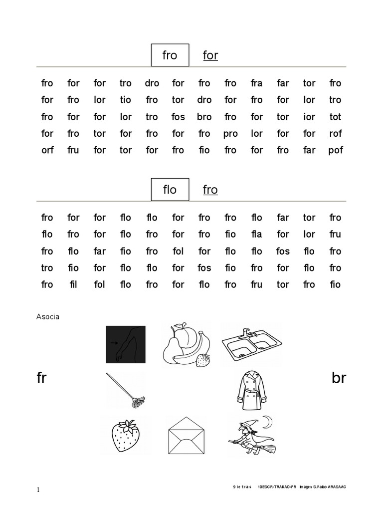 Fichas Imprimibles Palabras Con Sílabas Trabadas FR | PDF