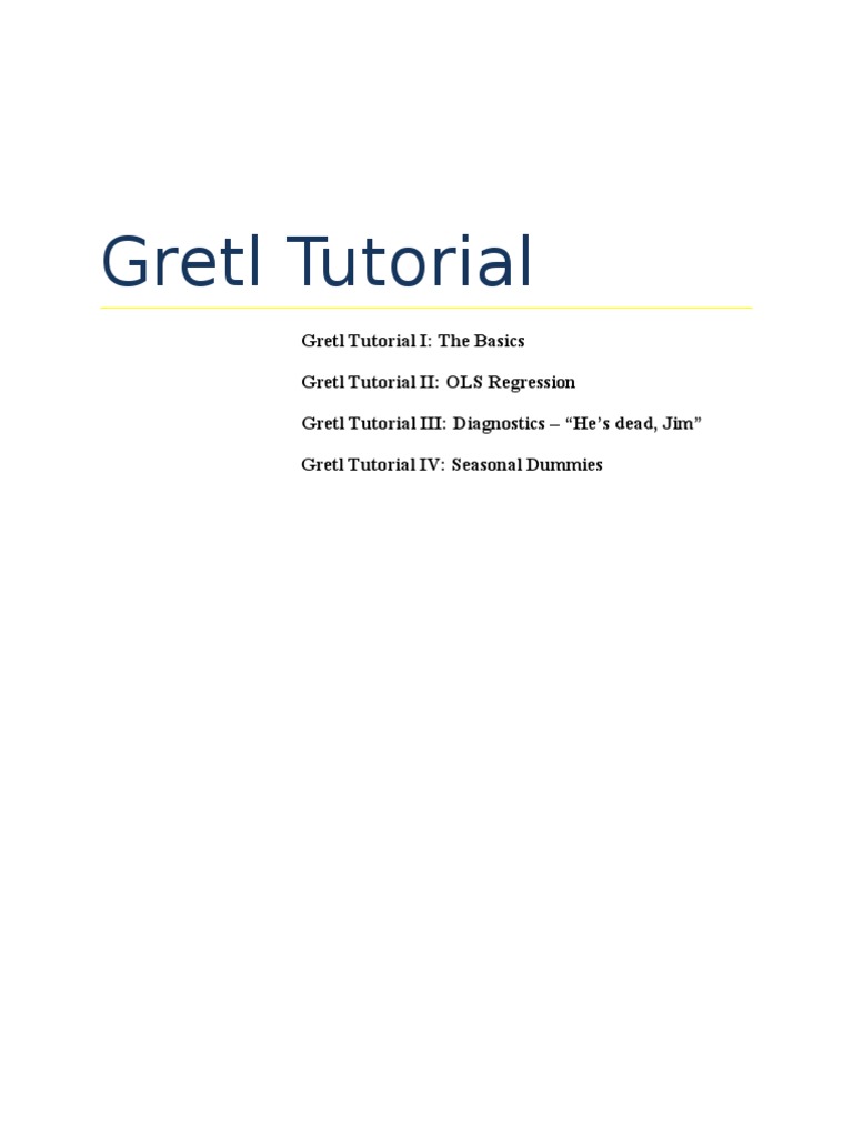 Gretl Tutorial: Basics to Regression | PDF | P Value | Statistical ...