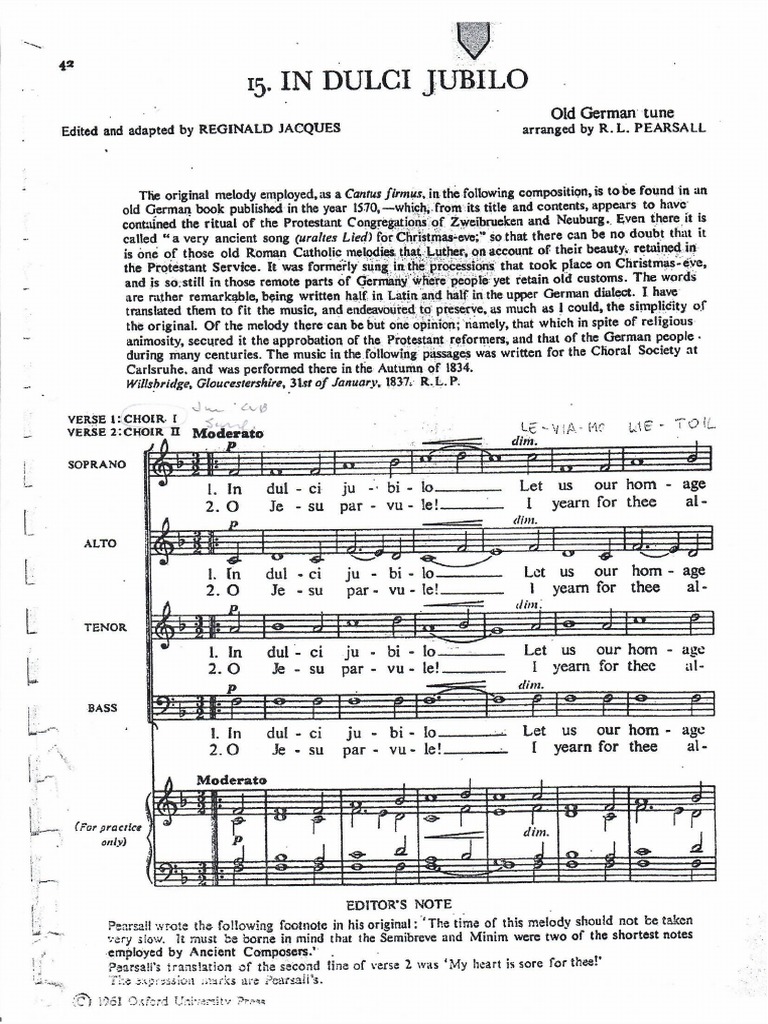 Pearsall - in Dulci Jubilo | PDF