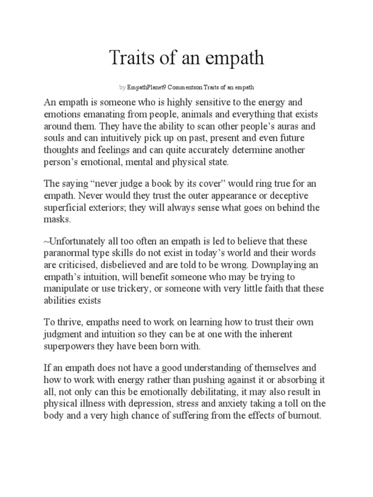 Empathplanet9 Commentson Traits of An Empath | PDF | Empathy | Extraversion And Introversion