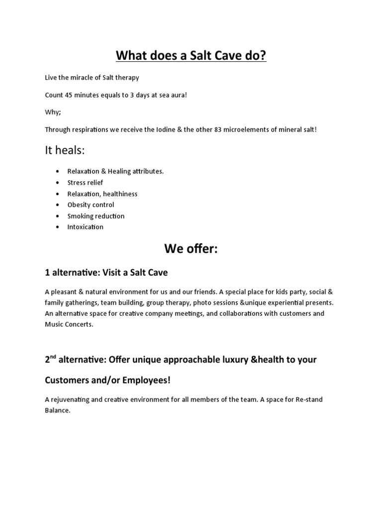 Salt Cave (Salt Therapy) Report | PDF | Expense | Business Economics