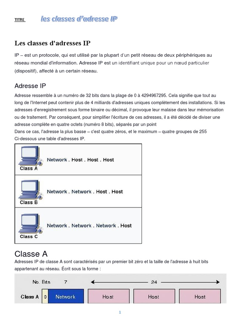 Classes d'adresses IP expliquées | PDF | Adresse IP | Protocoles Internet