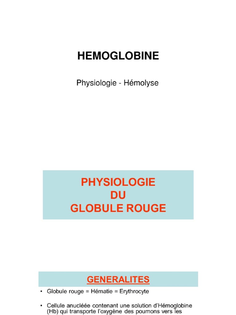 Hémolyse | PDF | Hémoglobine | Biologie