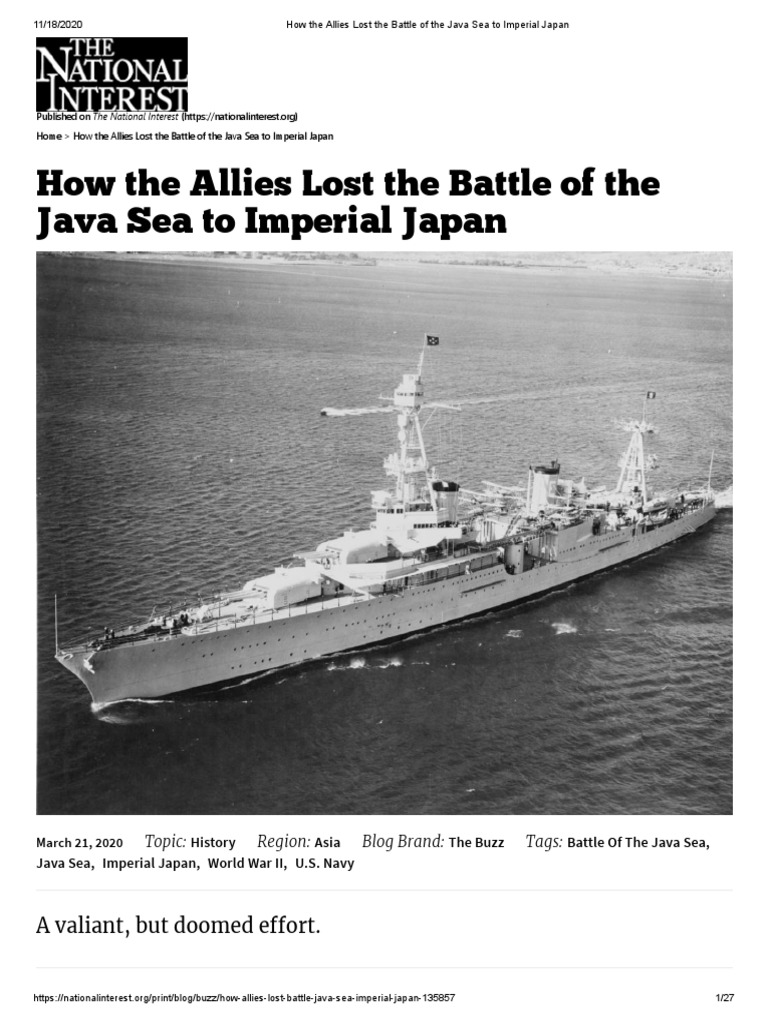 Allies' Defeat at Java Sea Explained | PDF | Cruiser | Destroyer