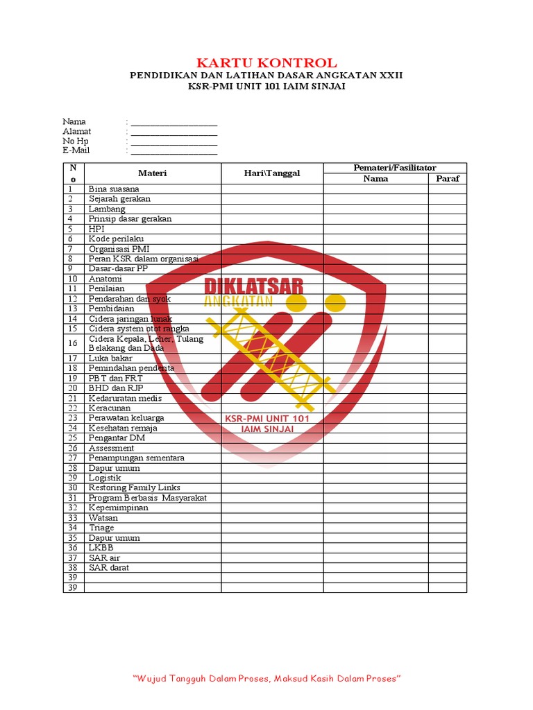 Kartu Kontrol | PDF