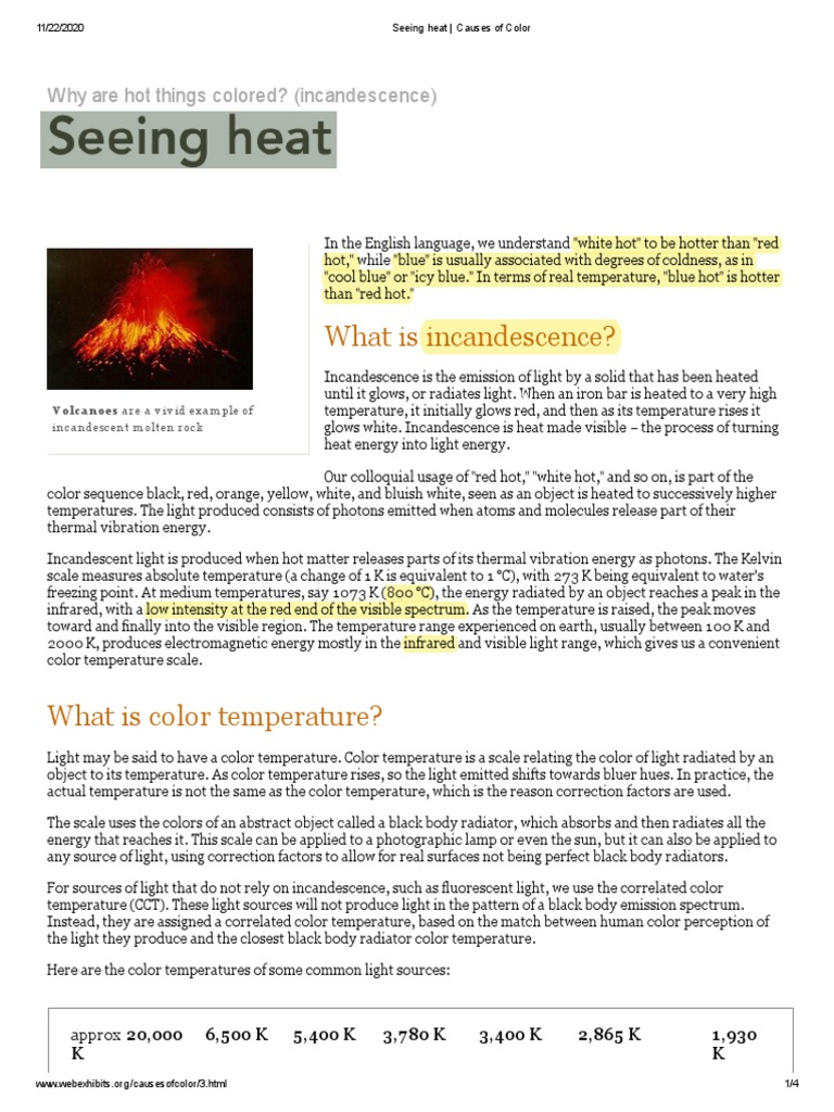Seeing Heat - Causes of Color | PDF | Light | Sun