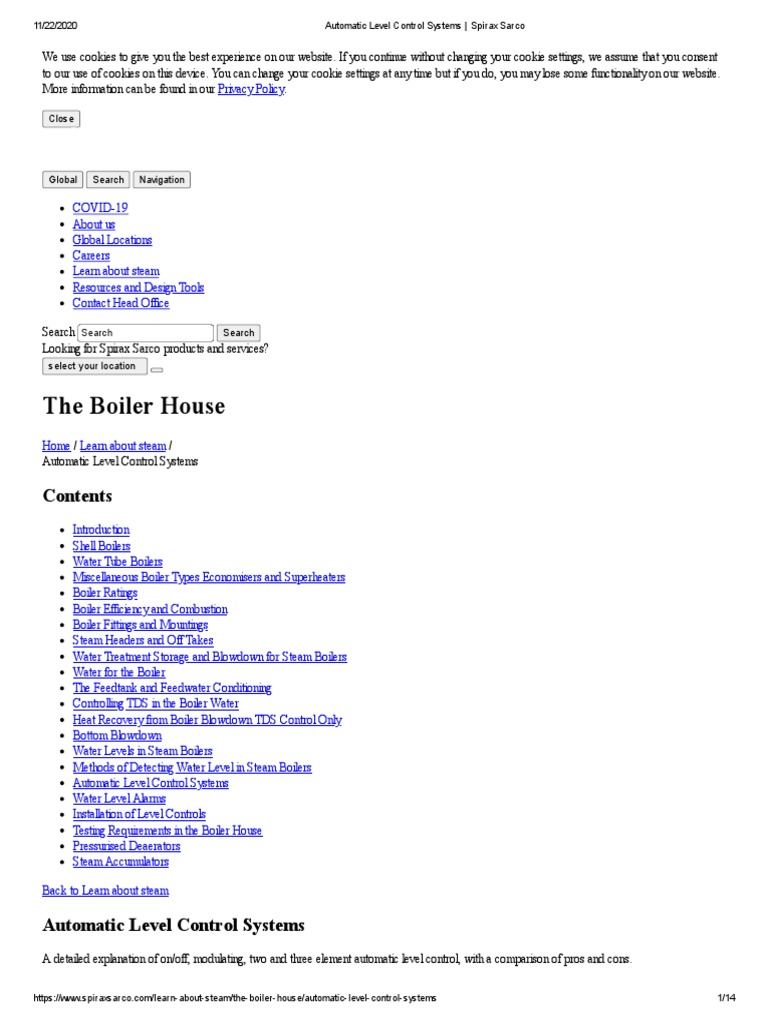 Water Level 3 Automatic Level Control Systems - Spirax Sarco | PDF | Boiler | Pump