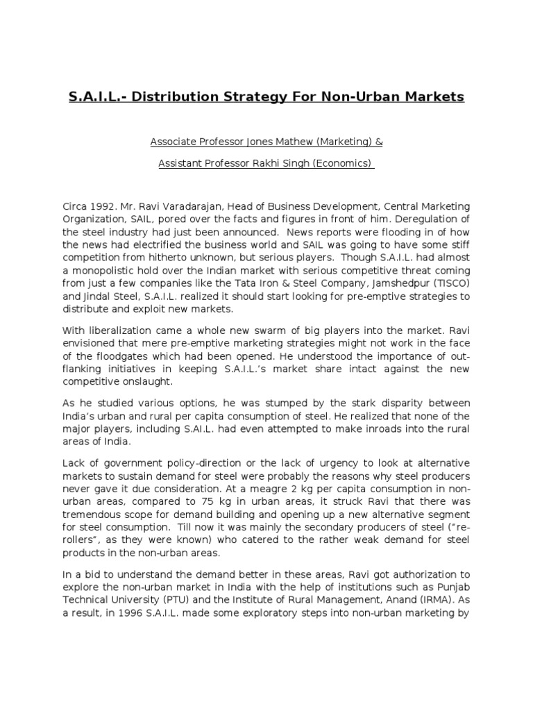 SAIL Case Study | Download Free PDF | Marketing | Demand