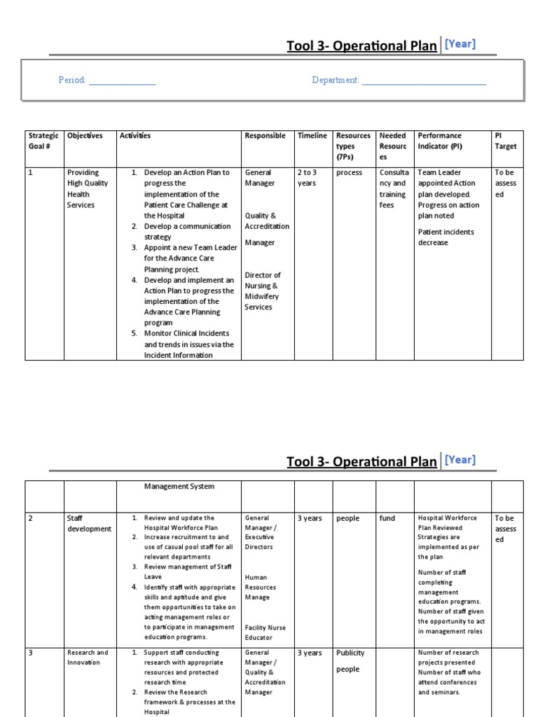 Operational Plan Overview for Health Services | PDF | Hospital | Nursing
