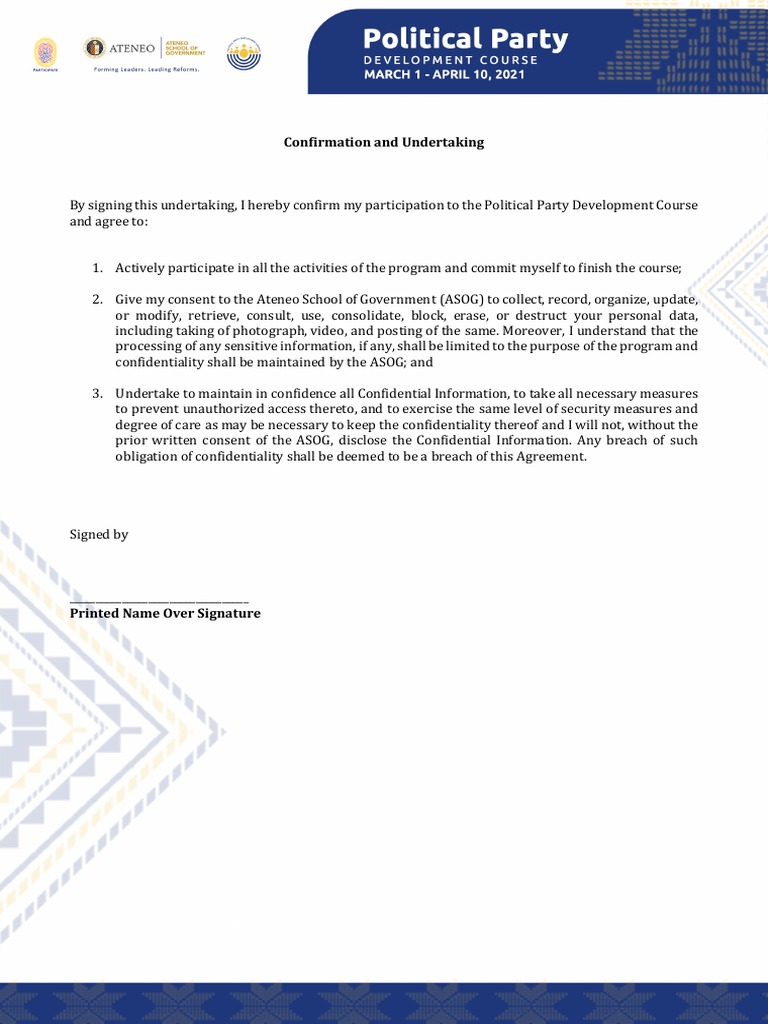 Confirmation and Undertaking | PDF