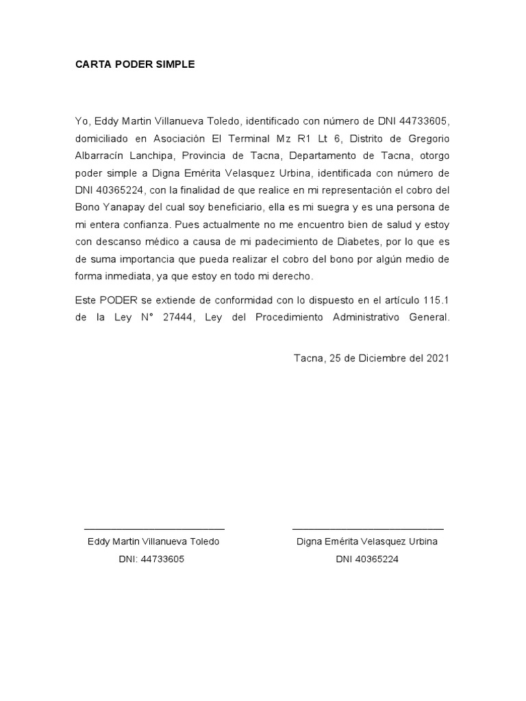 Carta Poder Simple v1.1 | PDF