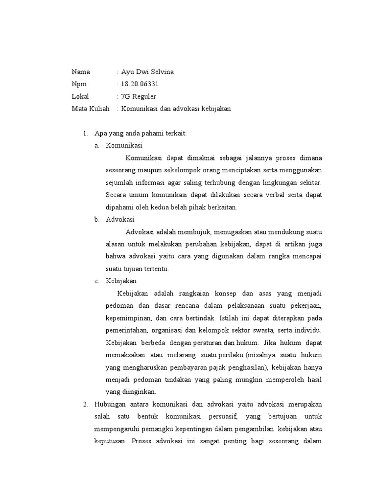 Model Komunikasi dalam Advokasi Kebijakan | PDF | Ilmu Sosial