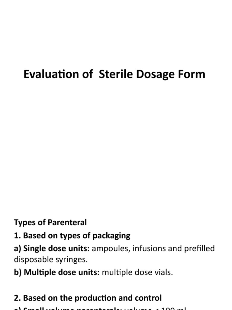 Quality Assurance and In-Process Quality Control Tests for Sterile ...