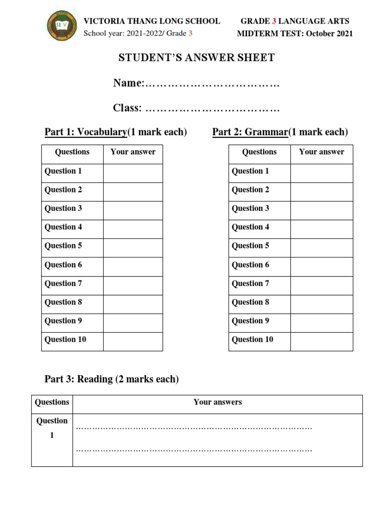 3CCS - Midterm 1 - Student's Answer Sheet | PDF | Standardized Tests ...