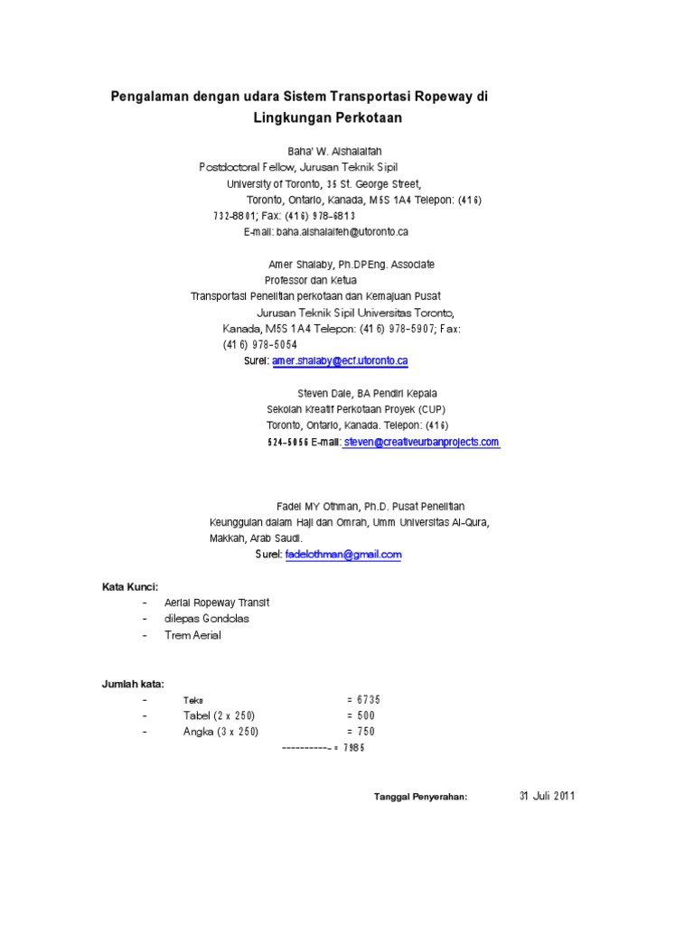 Experiences With Aerial Ropeway Transportation Systems in The Urban ...