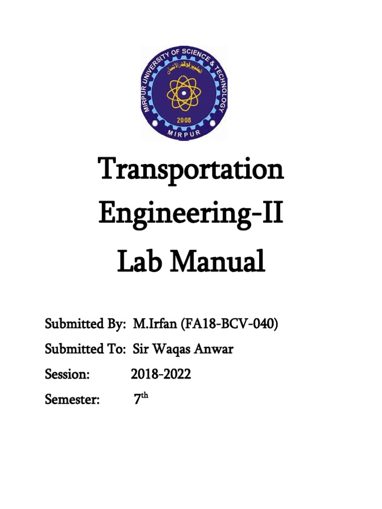 Transportation Engineering Lab Manual | PDF | Fracture | Asphalt